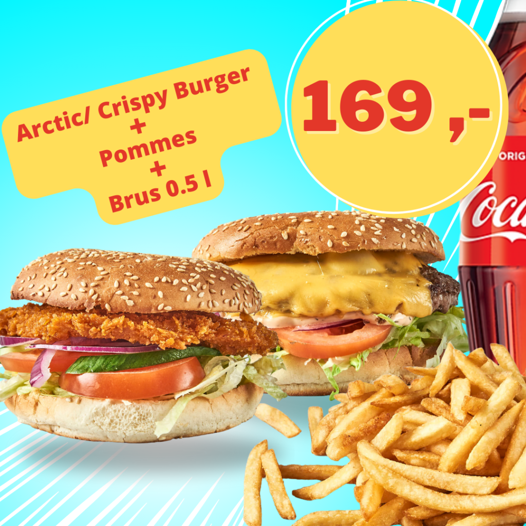 Crispy Burger + Pommes + Brus 0.5l – Arctic Restaurant